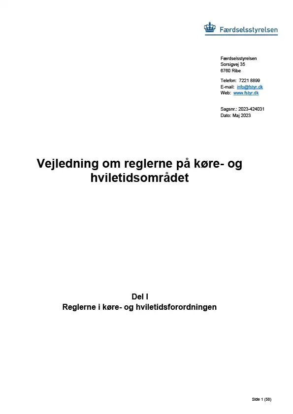 Vejledning om reglerne på køre- og hviletidsområdet